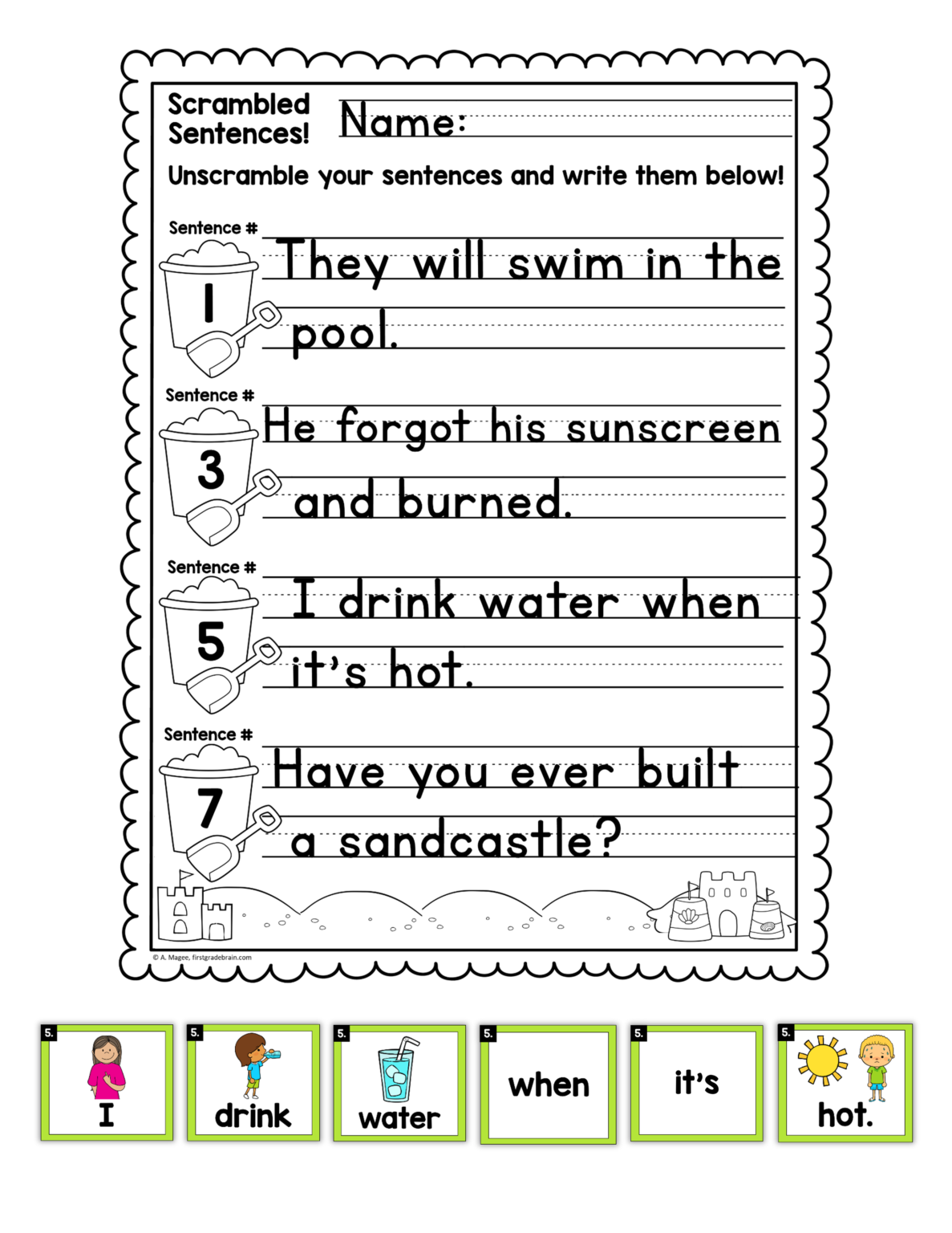 Summer Scrambled Sentences Center - Made By Teachers
