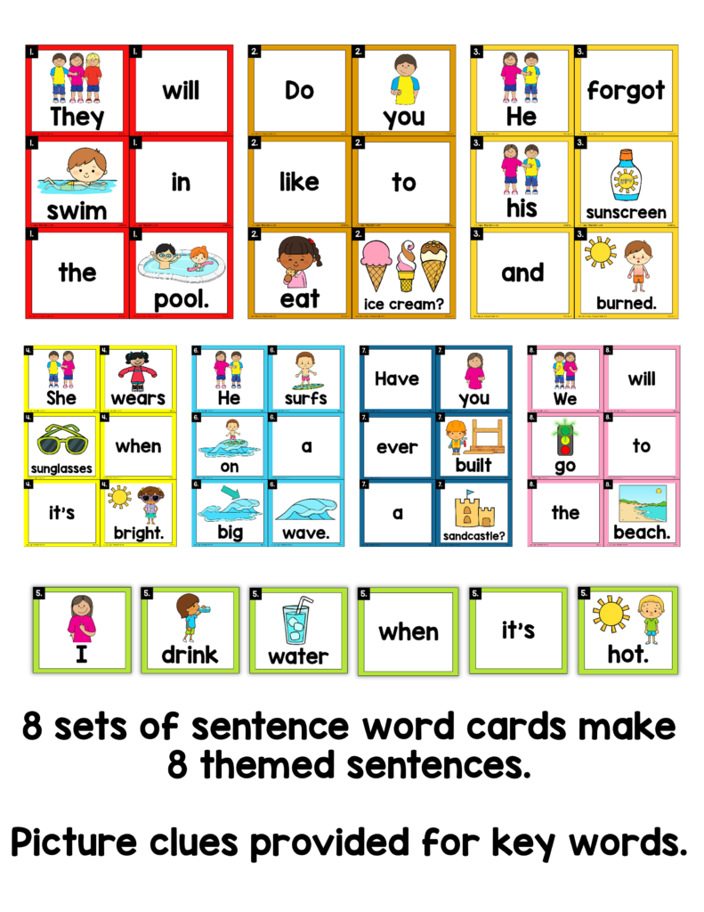 Summer Scrambled Sentences Center | Made By Teachers