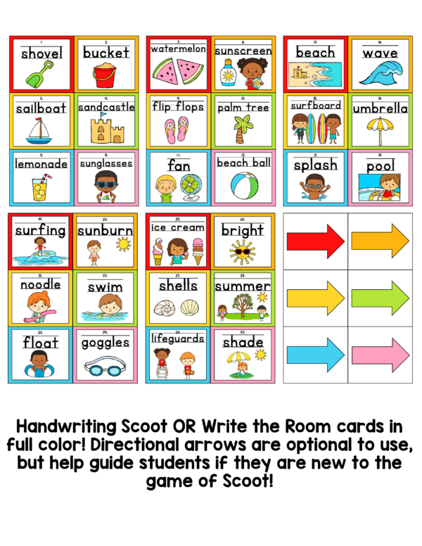 Summer Themed Handwriting Scoot and/or Write the R - Made By Teachers