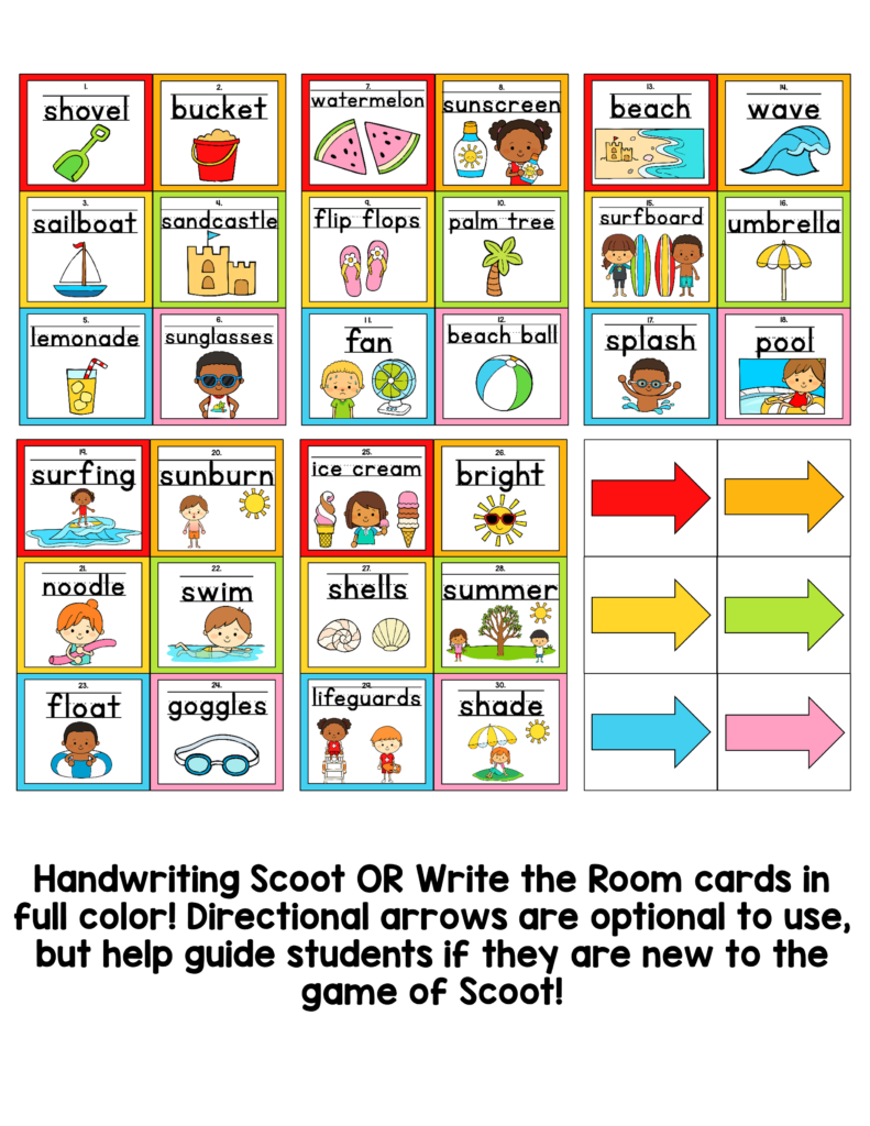 Summer Themed Handwriting Scoot and/or Write the R - Made By Teachers