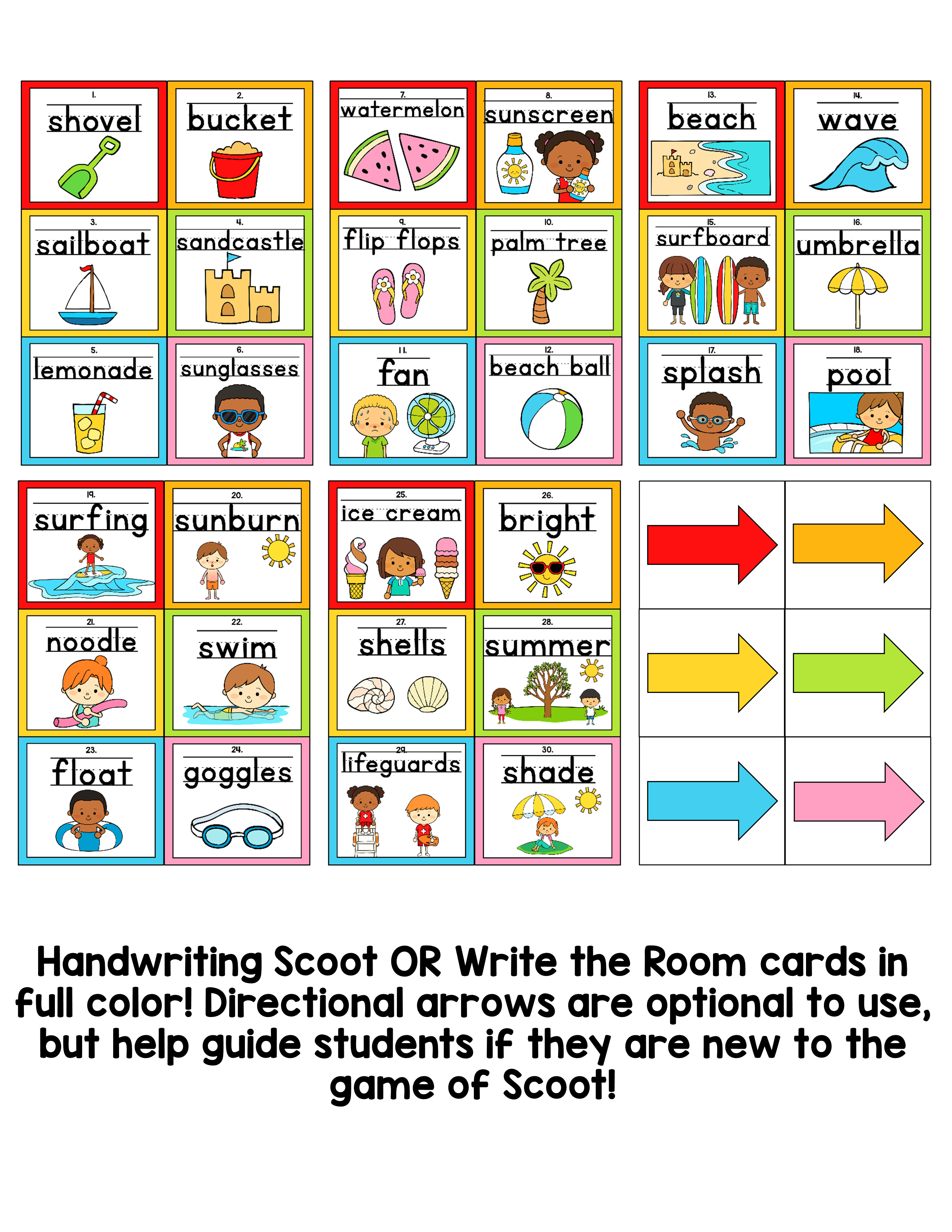 Summer Themed Handwriting Scoot and/or Write the R - Made By Teachers