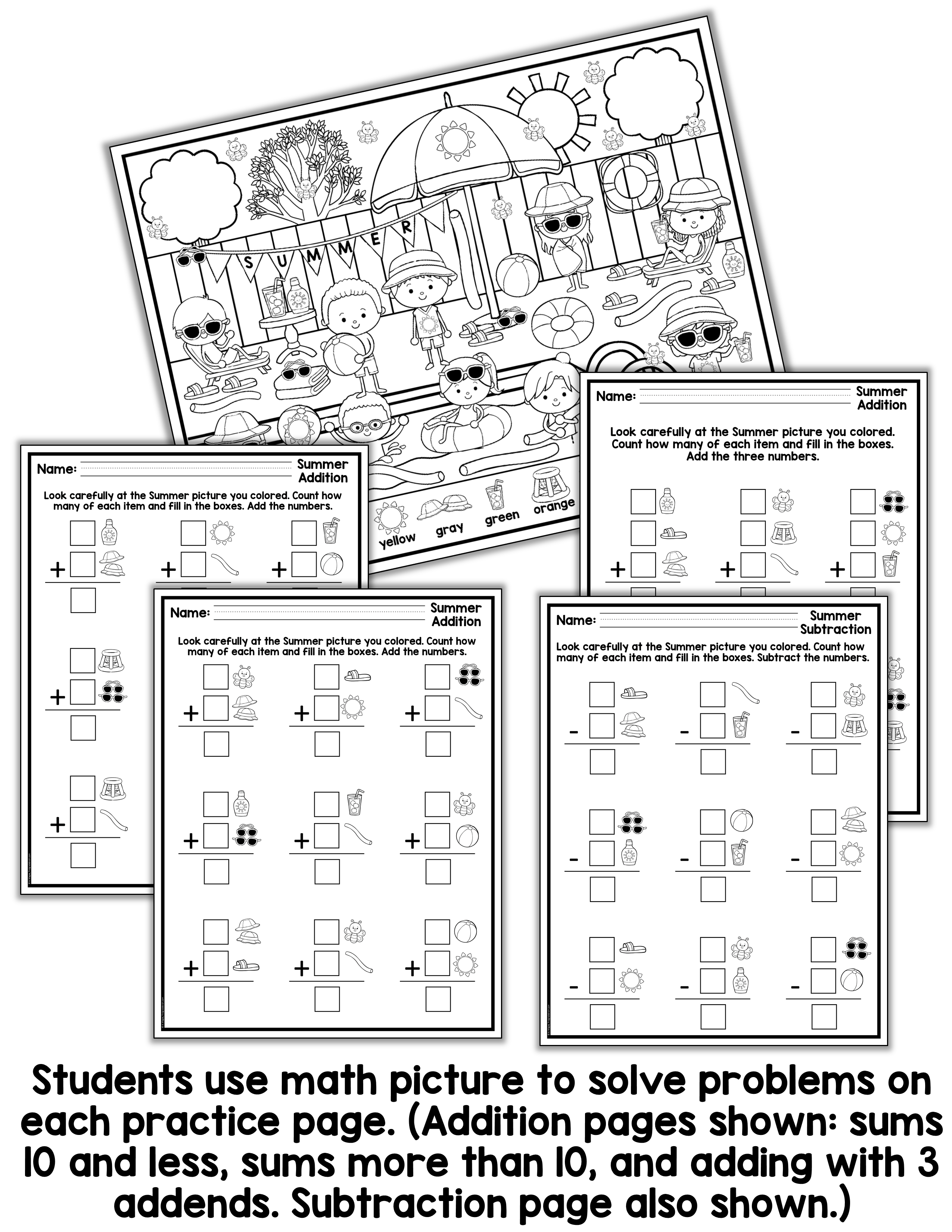 Summer Math Picture Pages | Made By Teachers