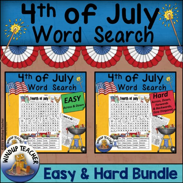 Fourth of July Word Search BUNDLE - Made By Teachers