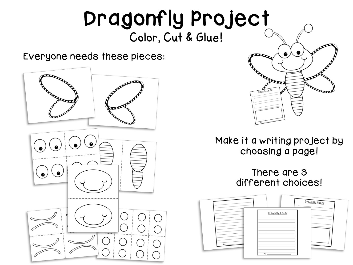 Dragonfly Project - Cut Color Project - Insect Art | Made By Teachers