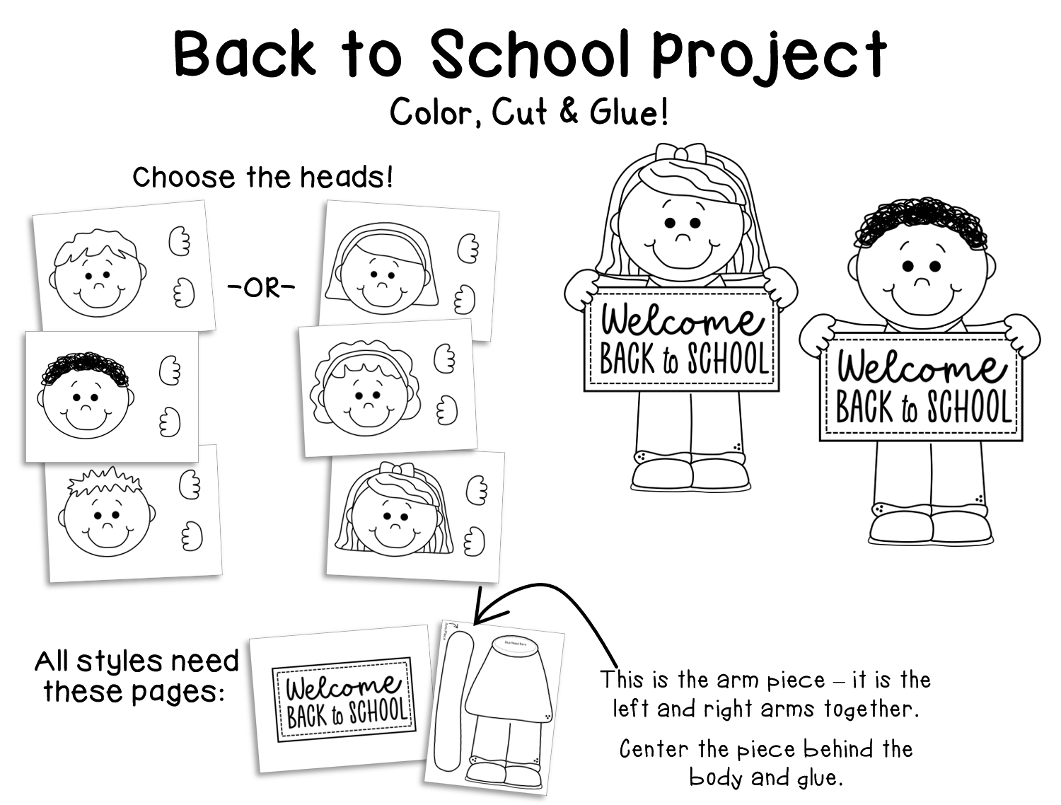 Back to School Art Project - Kids Cut Color | Made By Teachers