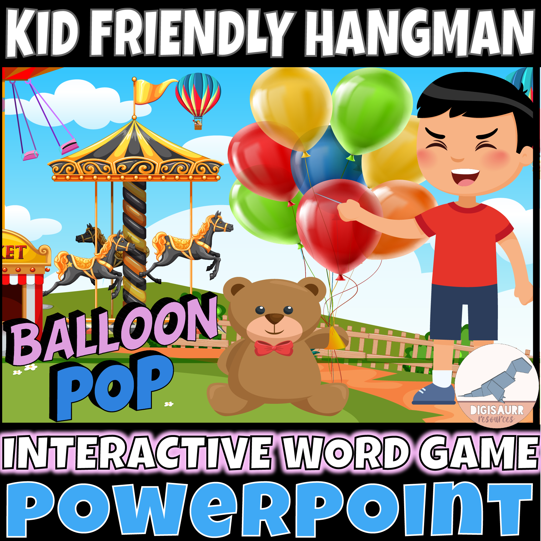 Balloon POP | Kid Friendly Hangman PowerPoint Game | Made By Teachers
