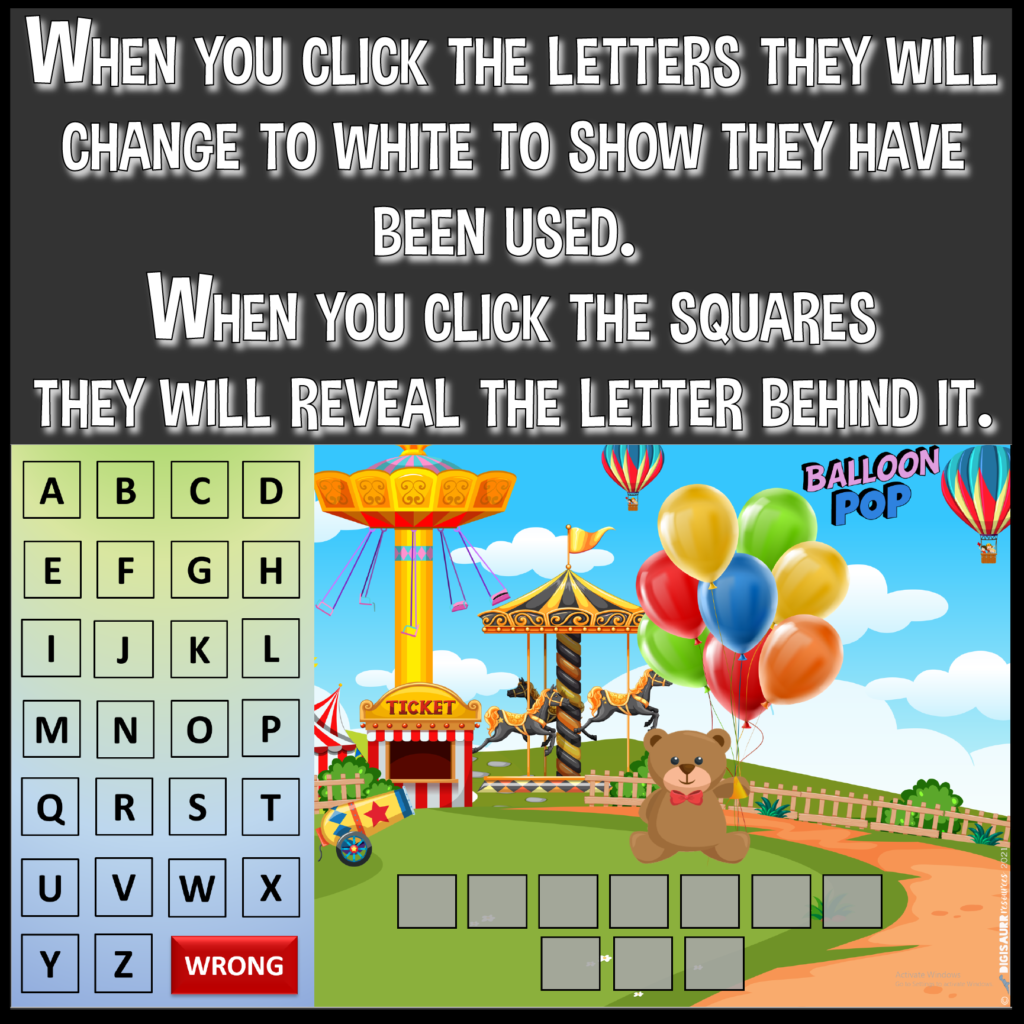 Balloon POP | Kid Friendly Hangman PowerPoint Game | Made By Teachers