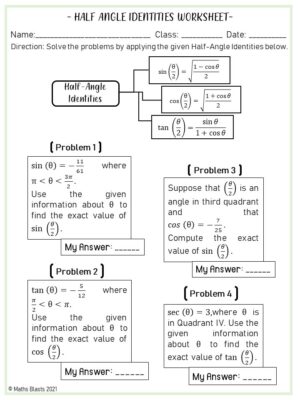 Double and Half Angle Identities Worksheets - Made By Teachers