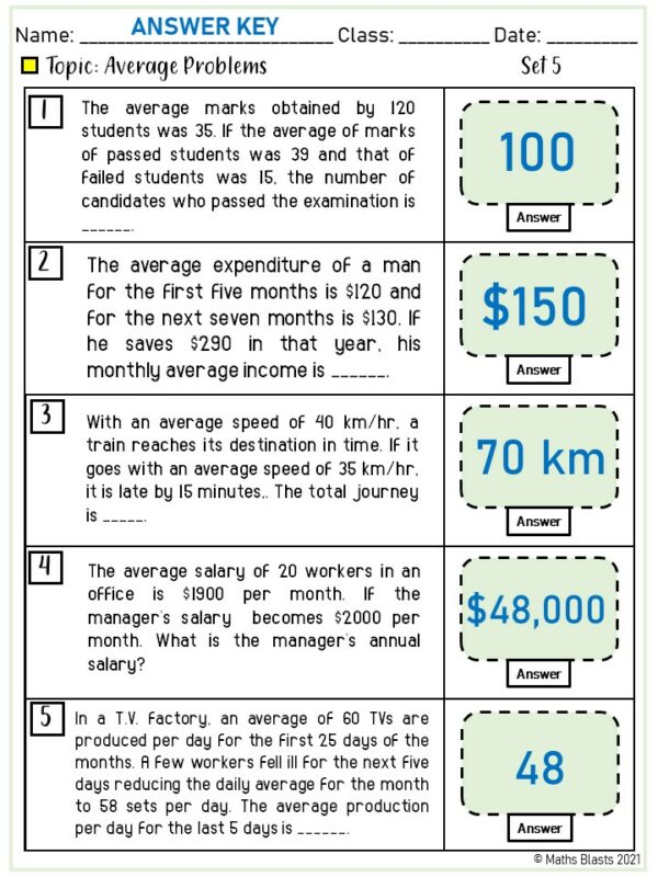 AVERAGE WORD PROBLEMS - Made By Teachers
