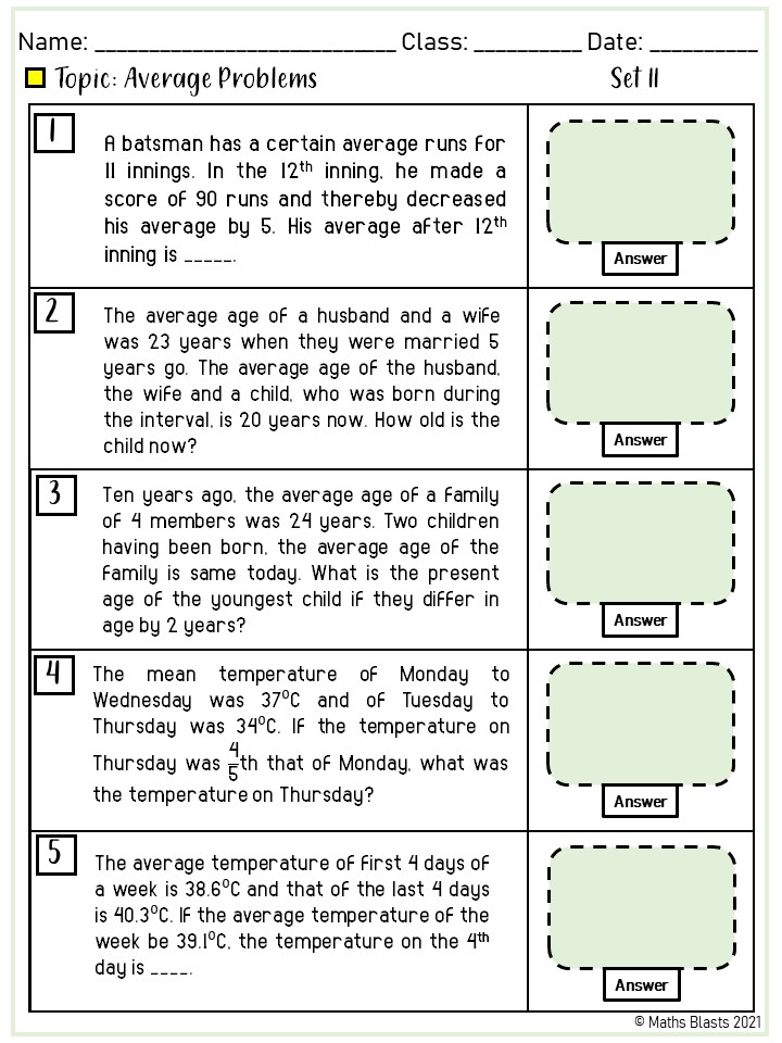 Average Word Problems Made By Teachers