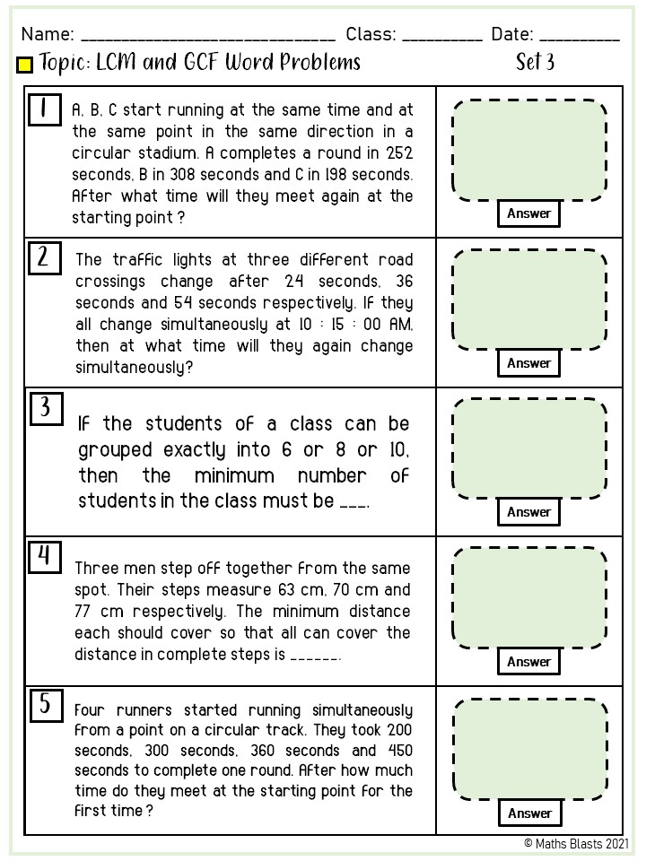 Gcf And Lcm Worksheets K5 Learning Gcf Lcm Cut And Paste Worksheet 