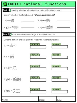 RATIONAL FUNCTIONS Worksheets - Made By Teachers