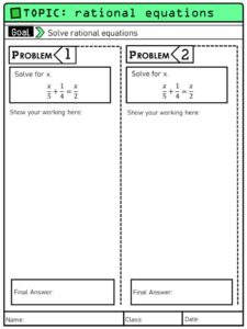 RATIONAL EQUATIONS Worksheets - Made By Teachers