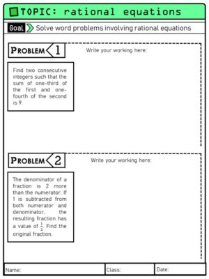 RATIONAL EQUATIONS Worksheets - Made By Teachers