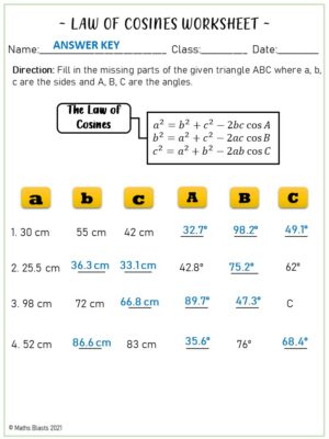 Law of Sines and Law of Cosines Worksheets - Made By Teachers