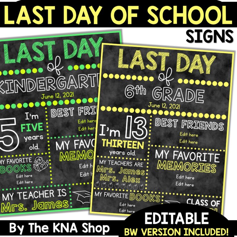 Last Day of School Signs Editable End of the Year | Made By Teachers