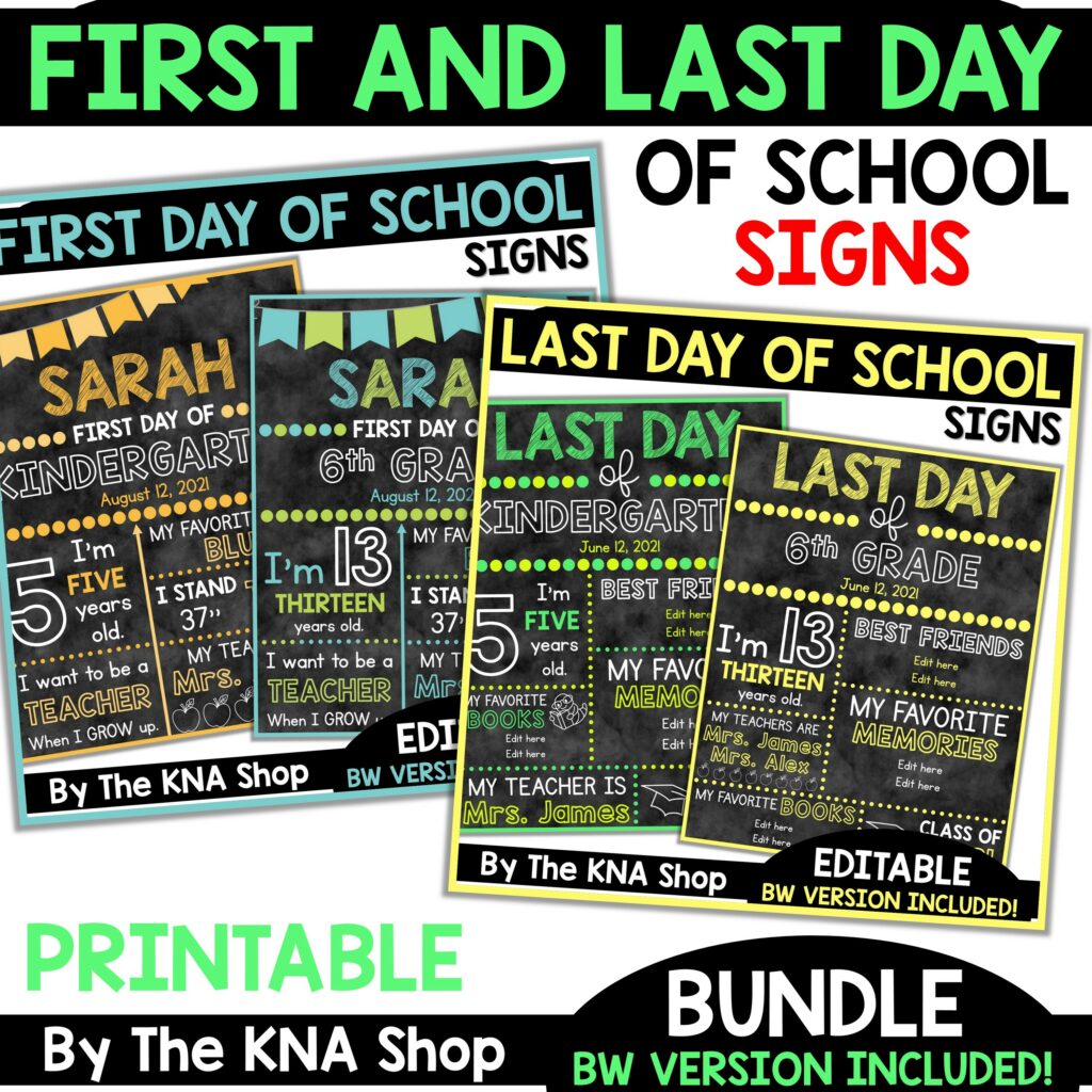 First and Last Day of School Signs EDITABLE Bundle | Made By Teachers
