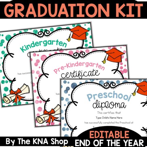 Editable Graduation Program Diplomas Certificates | Made By Teachers