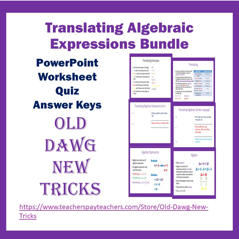 Translating Algebraic Expressions Bundle Made By Teachers