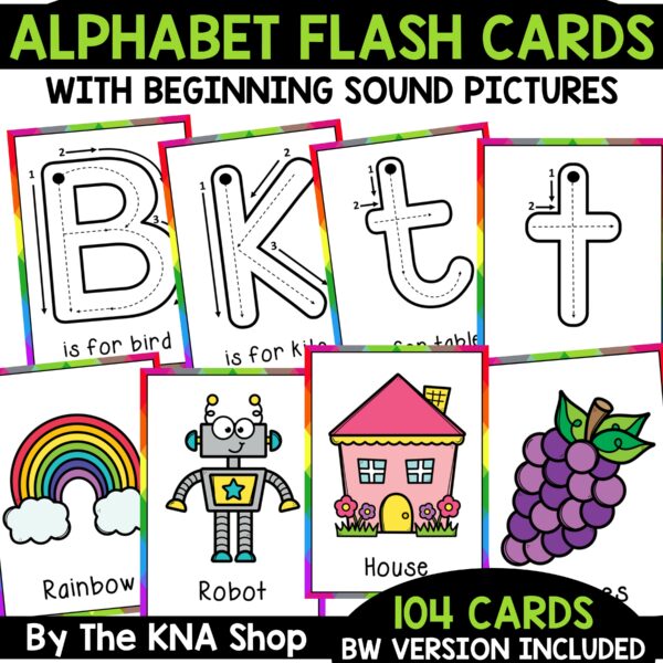Alphabet Tracing Flash Cards Beginning Sound | Made By Teachers