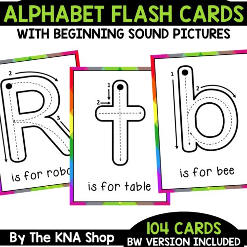 Alphabet Tracing Flash Cards Beginning Sound | Made By Teachers