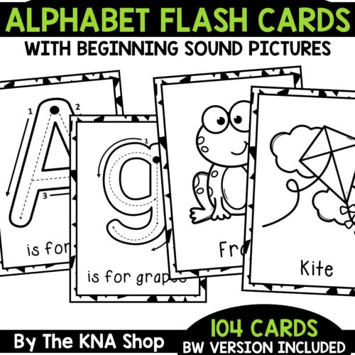 Alphabet Tracing Flash Cards Beginning Sound | Made By Teachers
