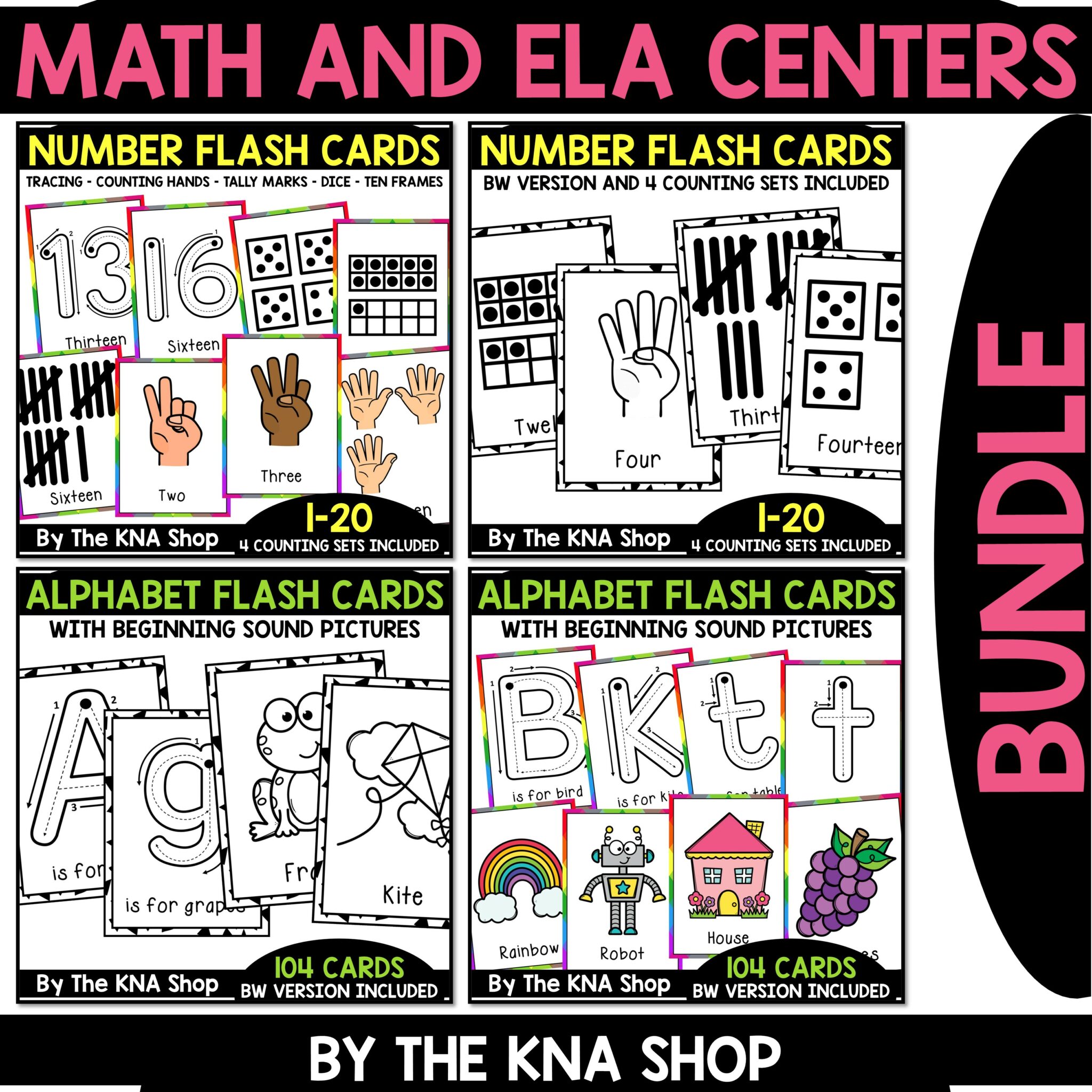 Numbers and Alphabet Tracing Flash Cards Bundle - Made By Teachers