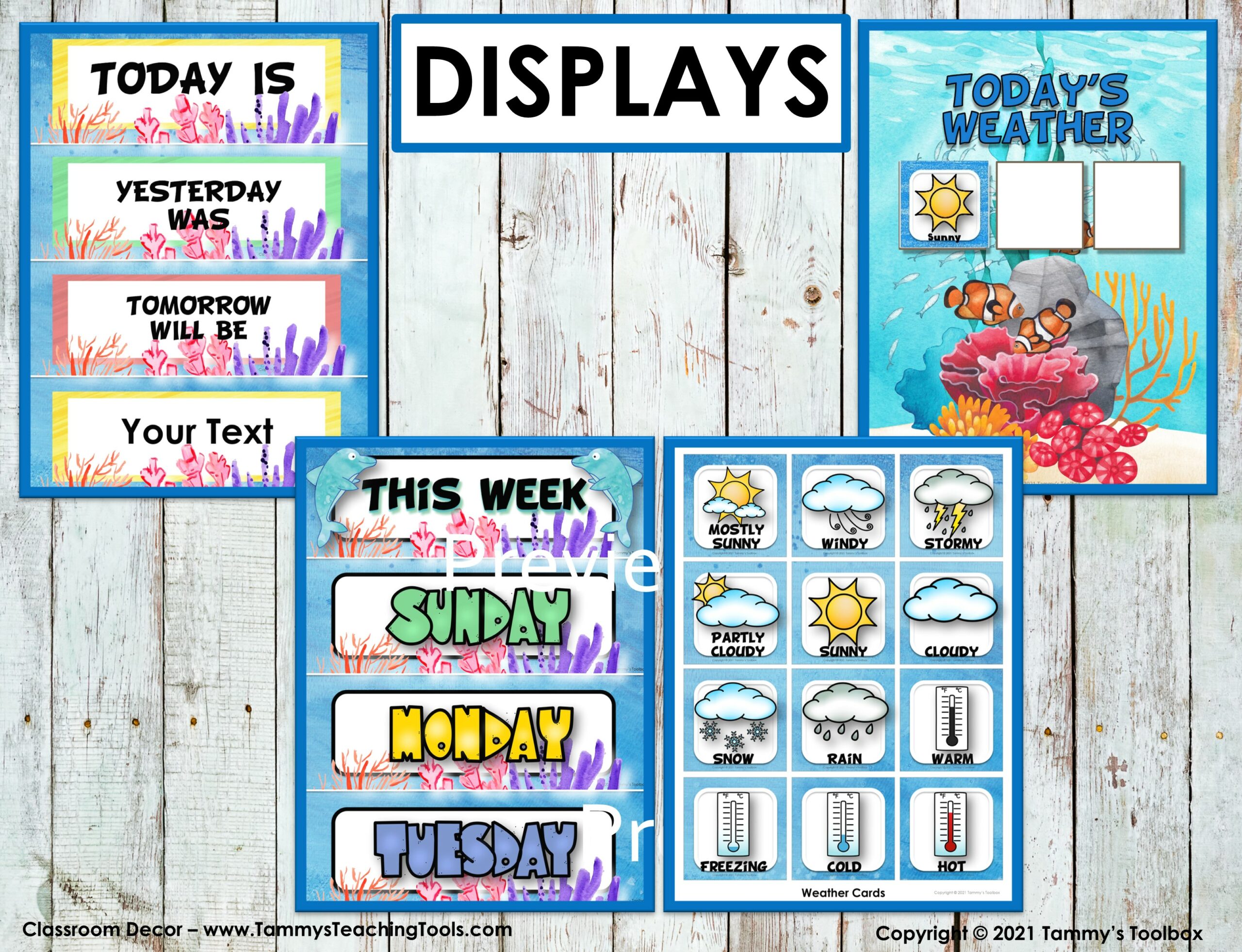 Classroom Calendar in Under the Sea Ocean Theme | Made By Teachers