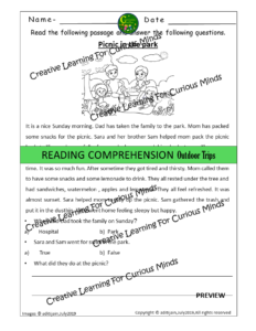 Reading Comprehension Outdoor activities - Made By Teachers