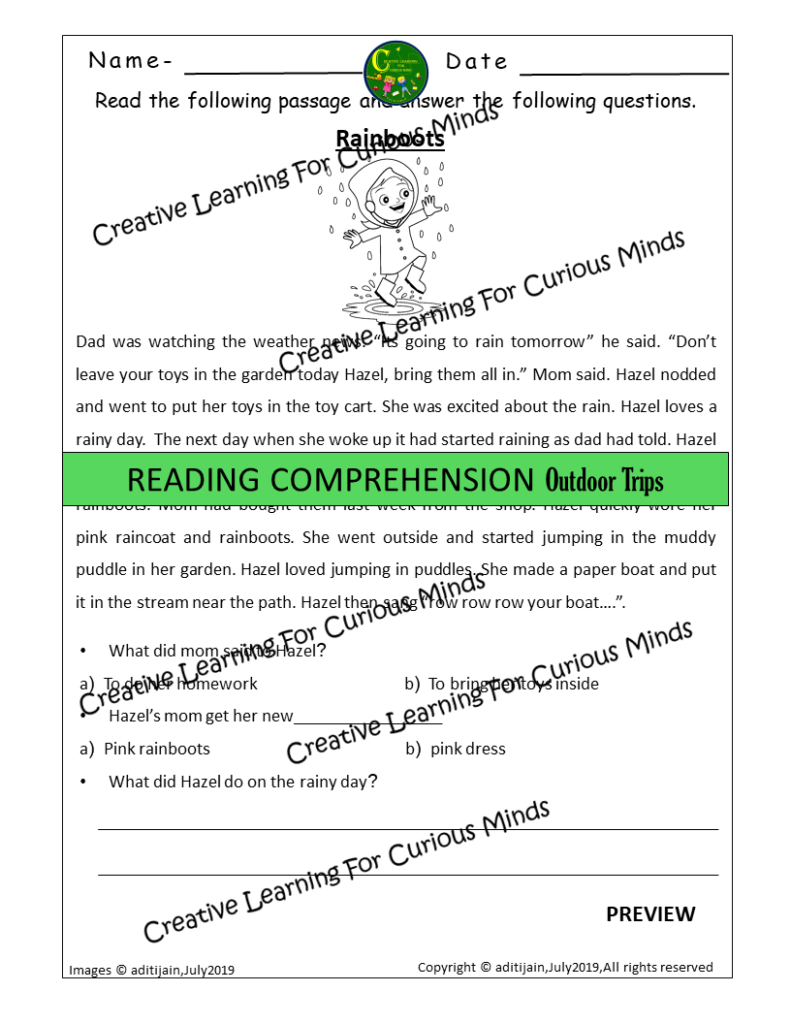 Reading Comprehension Outdoor activities - Made By Teachers