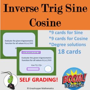 Evaluating Inverse Trig Sine Cosine Boom Cards | Made By Teachers
