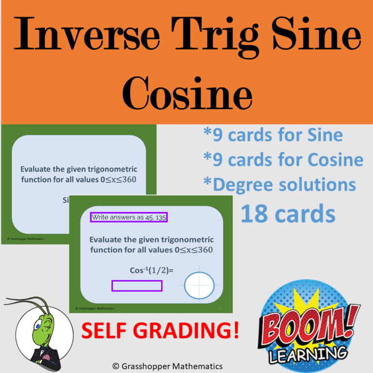 Evaluating Inverse Trig Sine Cosine Boom Cards | Made By Teachers