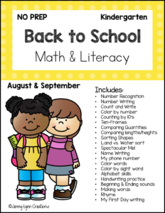 Kindergarten Back to School Math & Literacy - Made By Teachers