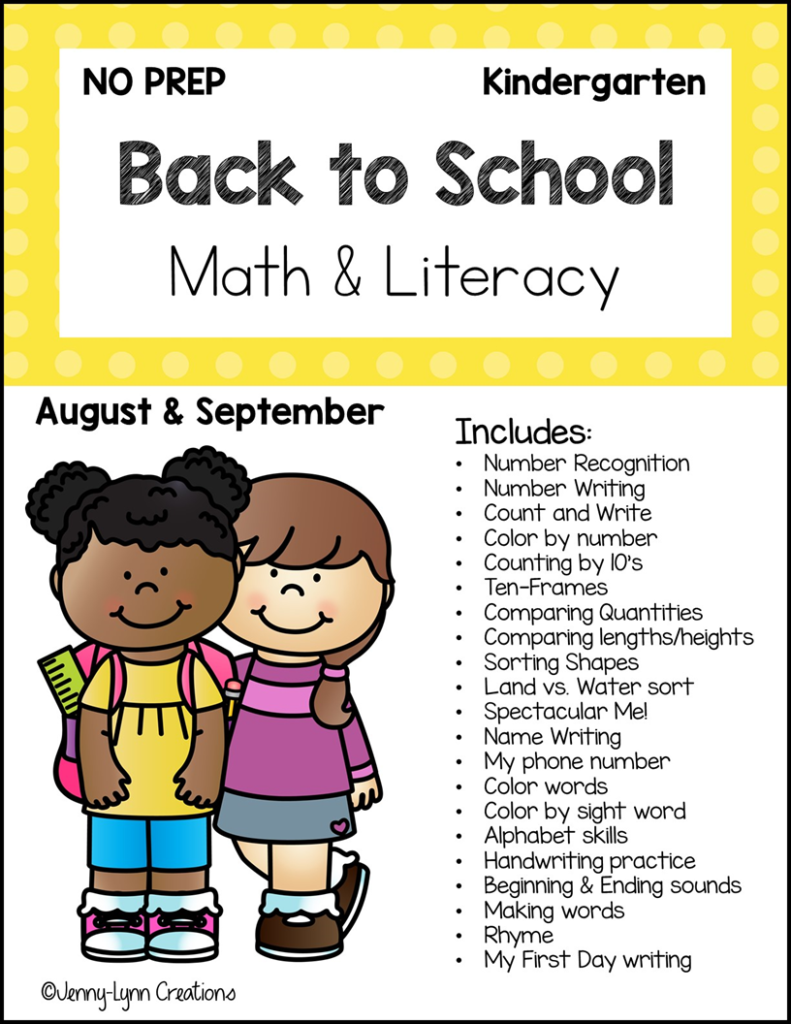 Kindergarten Back to School Math & Literacy - Made By Teachers
