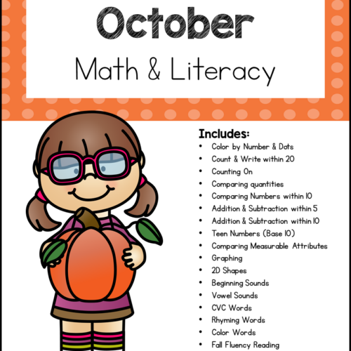 Kindergarten October Math & Literacy | Made By Teachers