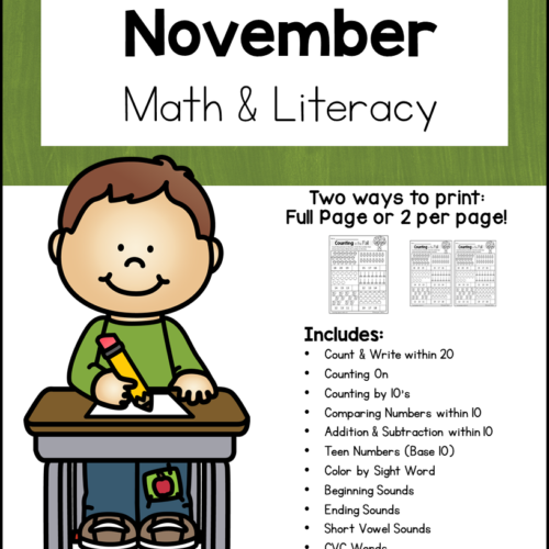 Kindergarten November Math & Literacy | Made By Teachers