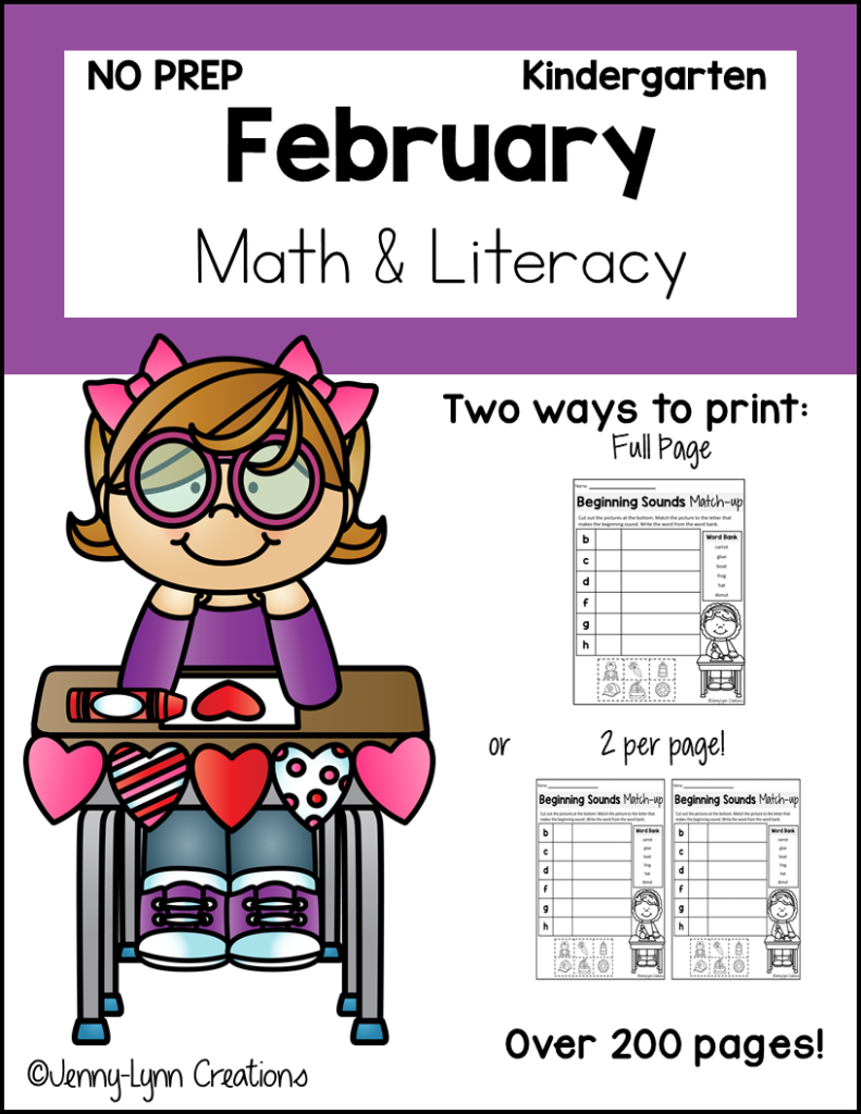 Kindergarten February Math & Literacy - Made By Teachers