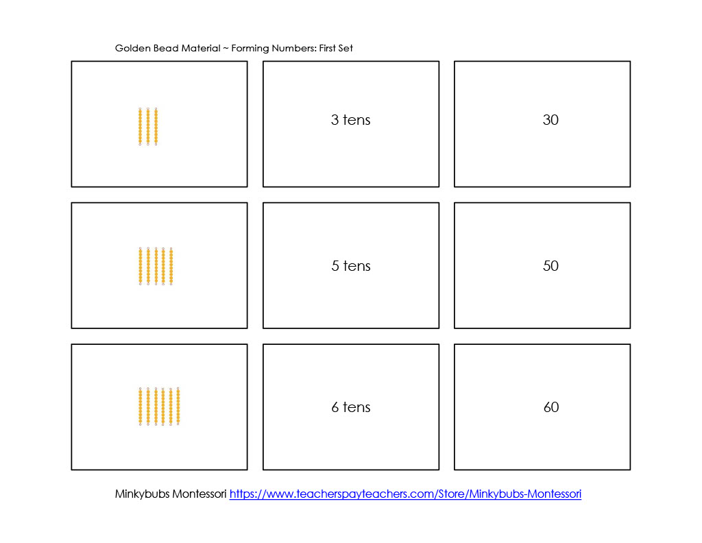 Math Place Value Cards Decimal System Golden Beads | Made By Teachers