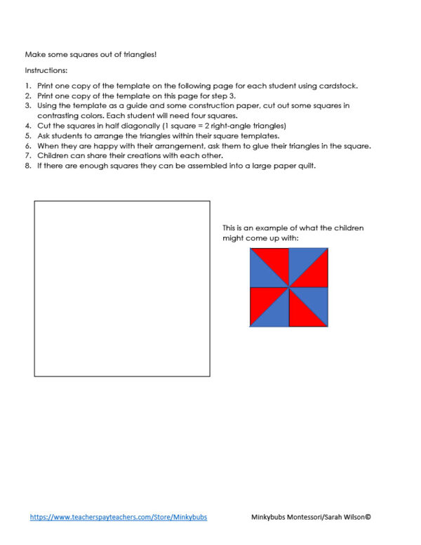 Geometry Intro to Square Lesson Plan Montessori | Made By Teachers
