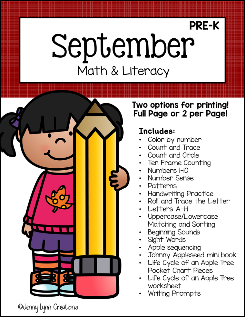 Pre-K September Math & Literacy - Made By Teachers