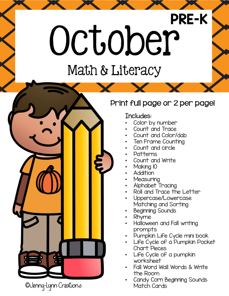 Pre-K October Math & Literacy - Made By Teachers