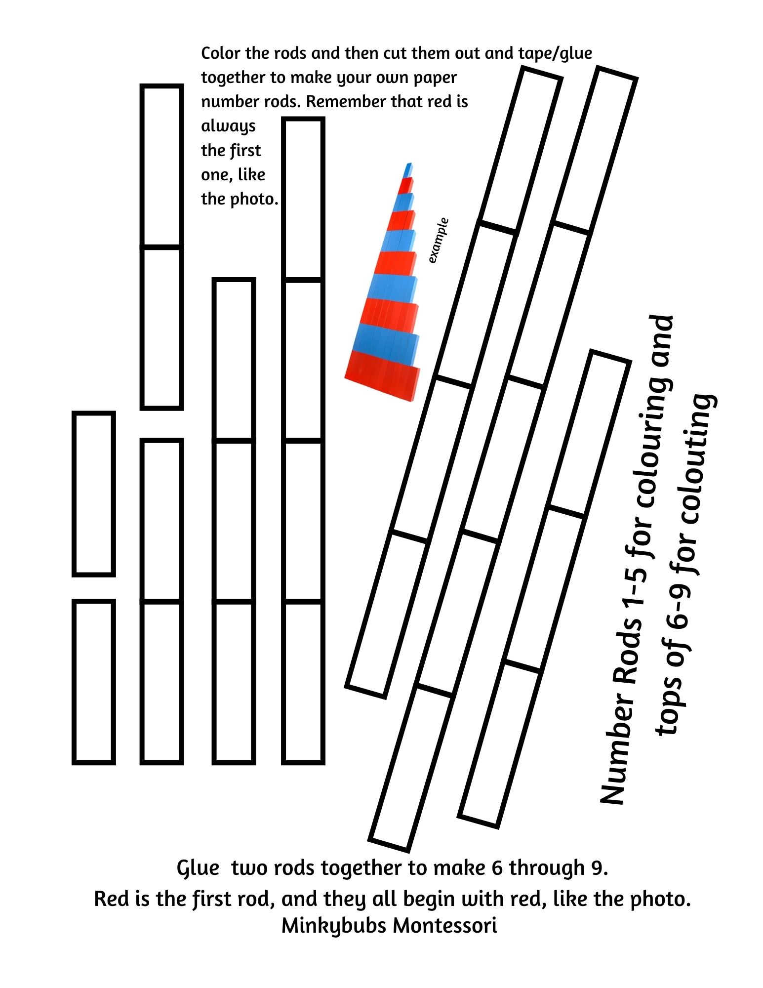 Red and Blue Number Rods - Print and Go! | Made By Teachers