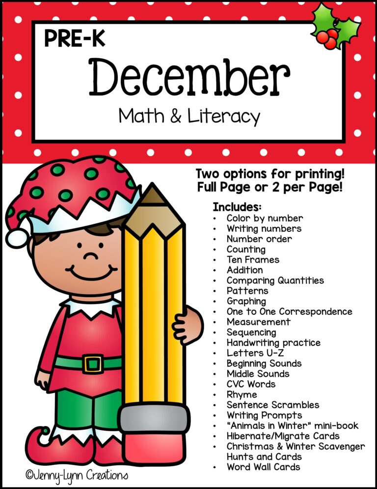 Pre-K December Math & Literacy - Made By Teachers