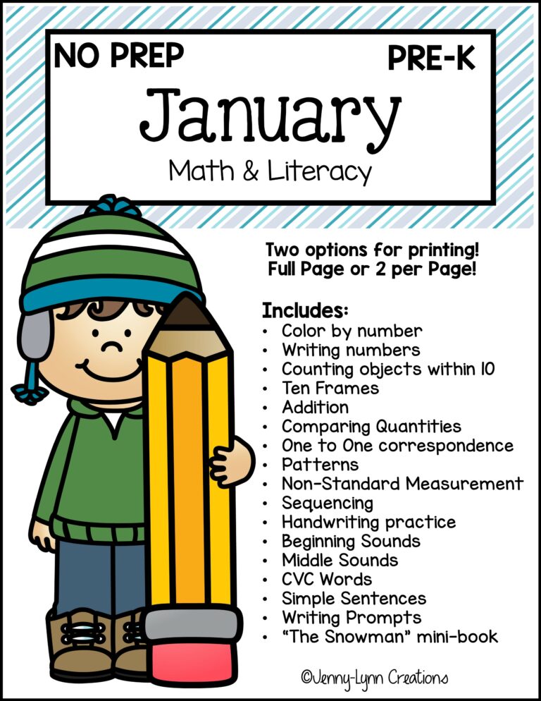 Pre-k January Math & Literacy - Made By Teachers