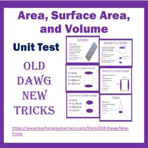 Area, Surface Area, and Volume Unit Test - Made By Teachers