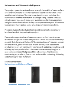 Surface Area and Volume of a Refrigerator - Made By Teachers
