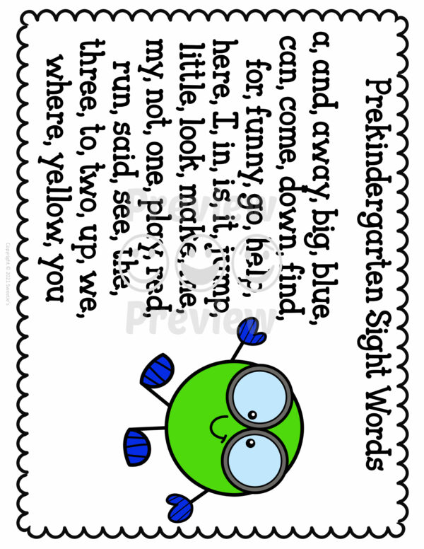 Prekindergarten Sight Word Bingo Dabber Worksheets | Made By Teachers