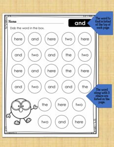 Prekindergarten Sight Word Bingo Dabber Worksheets - Made By Teachers