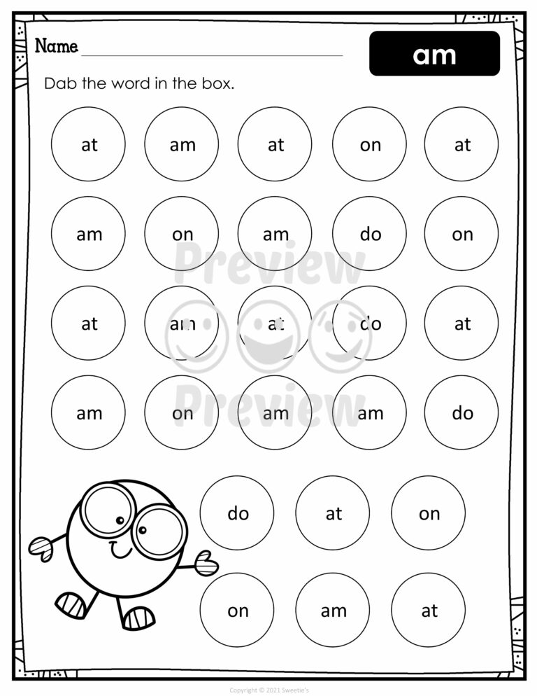 Kindergarten Sight Word Bingo Dabber Worksheets | Made By Teachers