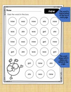 Kindergarten Sight Word Bingo Dabber Worksheets - Made By Teachers
